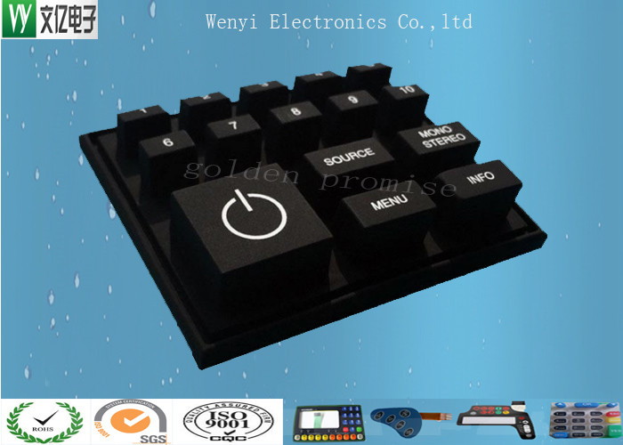 Black Key Custom Silicone Keypad / White Silk Screen Print Conductive ...
