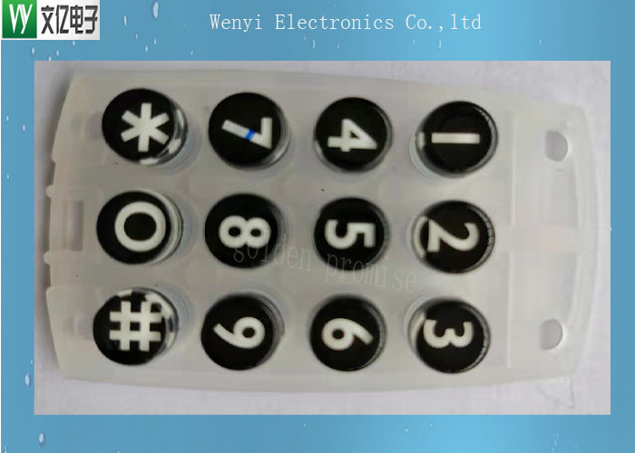 Conductive Carbon Pill Printed 45 Degree Silicone Rubber Keypad 12 Keys